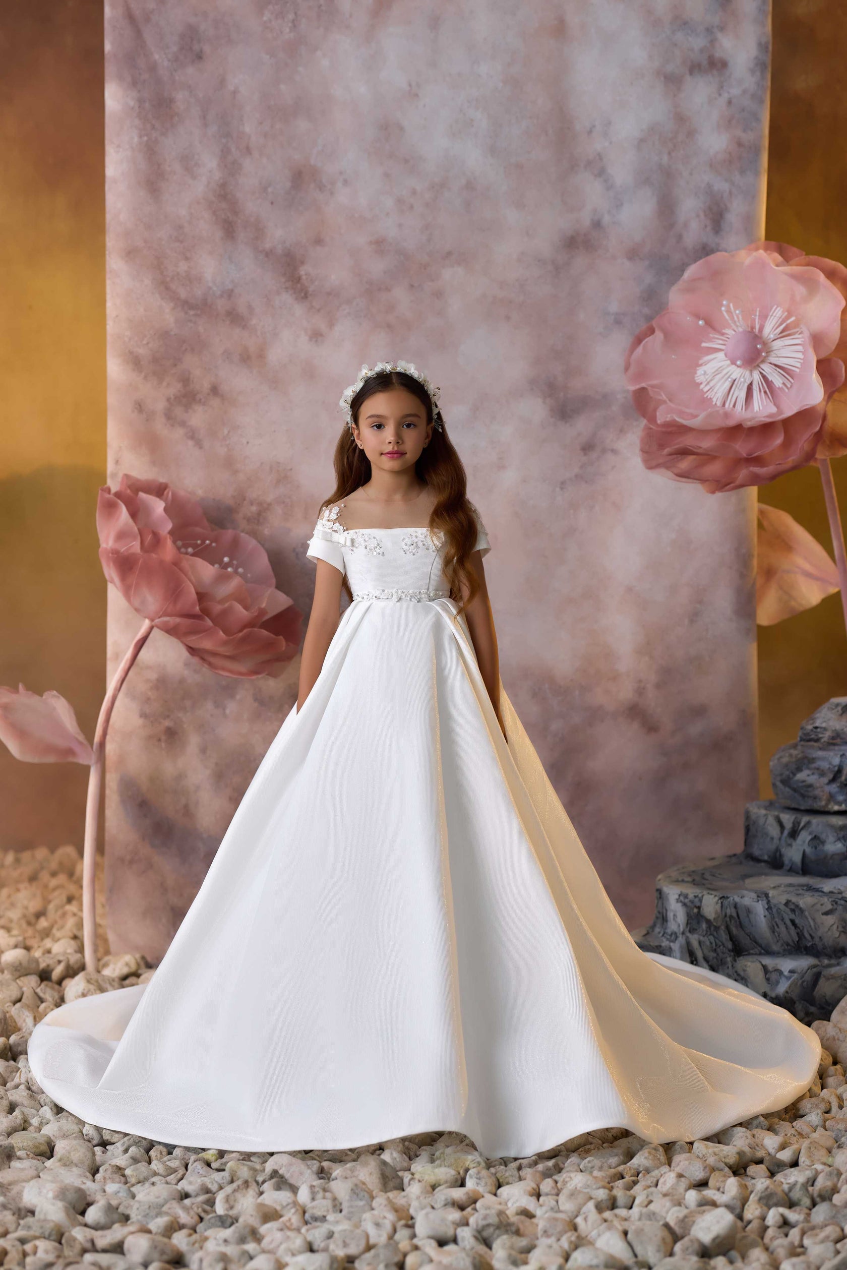 Feliz Lux Girls Dress – Elegant Crystal & Beaded Lace Gown | Pre Order ...